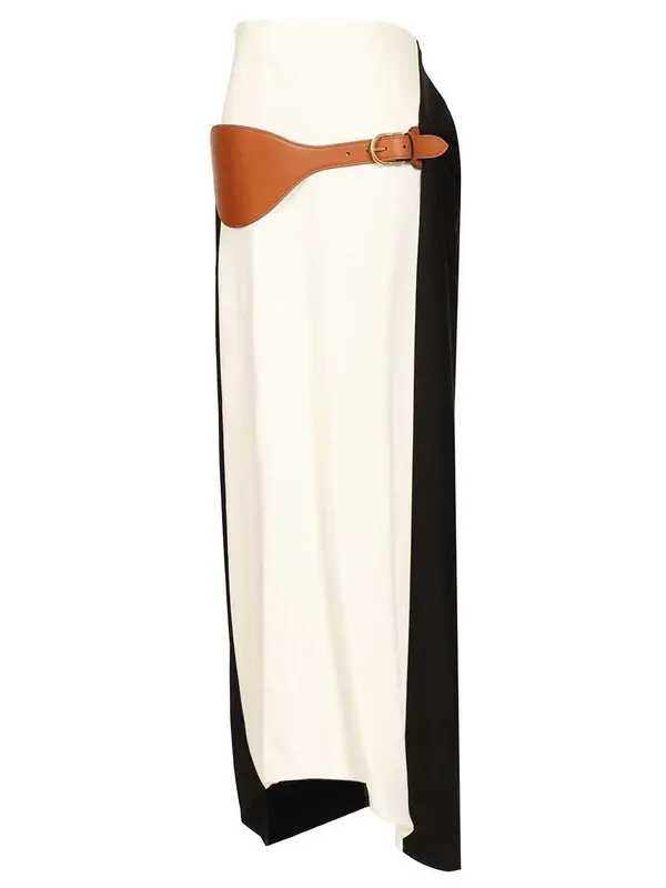 Celine Draped Viscose Skirt With Integrated Leather Belt