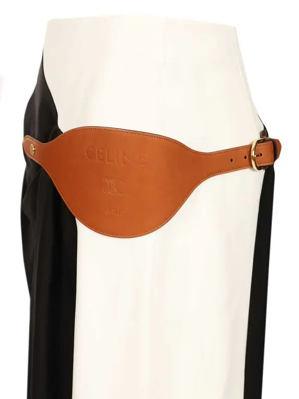 Celine Draped Viscose Skirt With Integrated Leather Belt