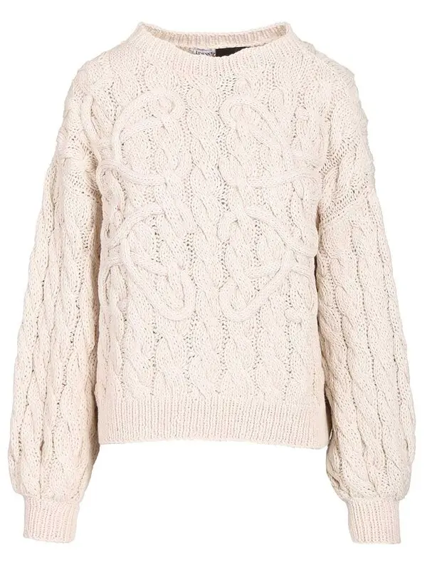 Loewe Wool & Cotton Blend Anagram Appliqué Sweater - Cream