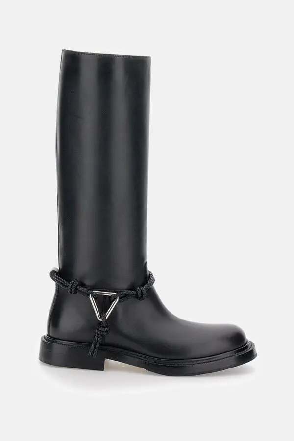 Bottega Veneta Leather Boot With Braided Strap Detailing