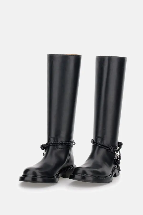 Bottega Veneta Leather Boot With Braided Strap Detailing