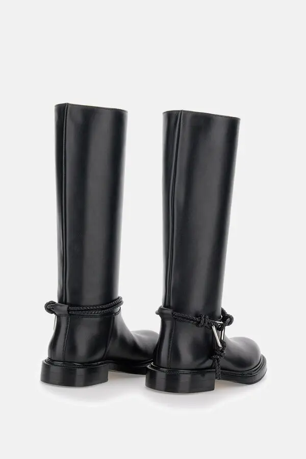 Bottega Veneta Leather Boot With Braided Strap Detailing