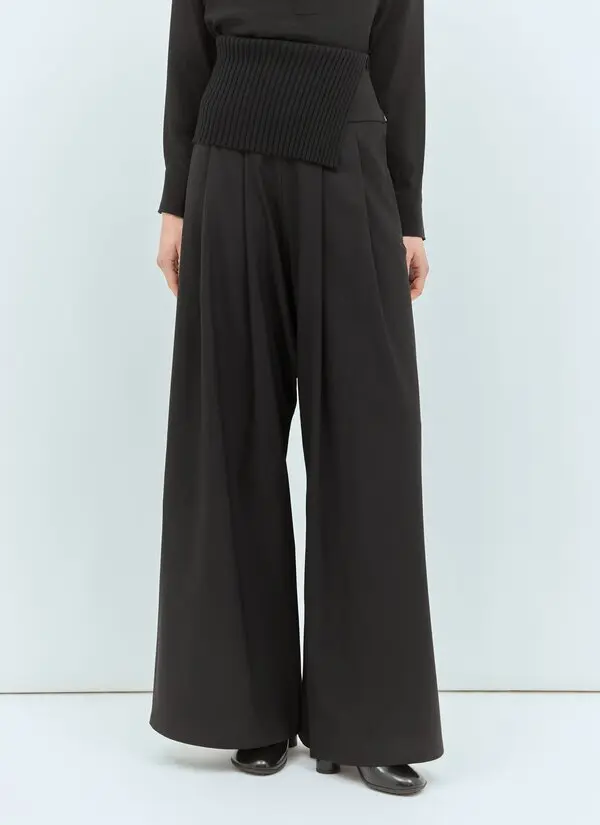 Max Mara Long Stretch Wool Canvas Pants