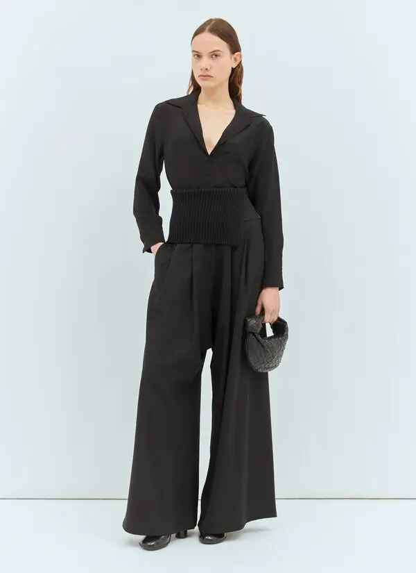 Max Mara Long Stretch Wool Canvas Pants