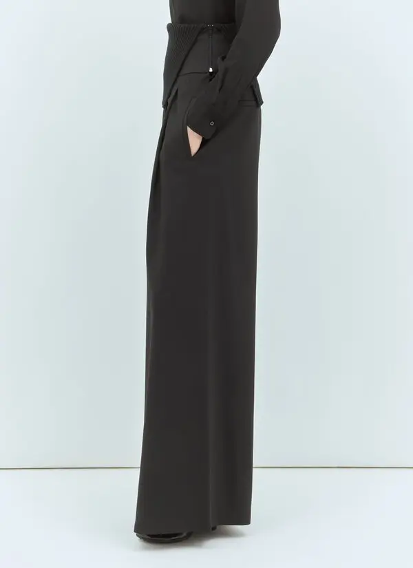 Max Mara Long Stretch Wool Canvas Pants