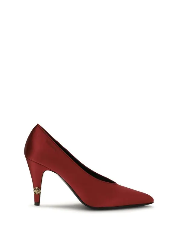 Versace Satin Pumps With Medusa Accent - Red