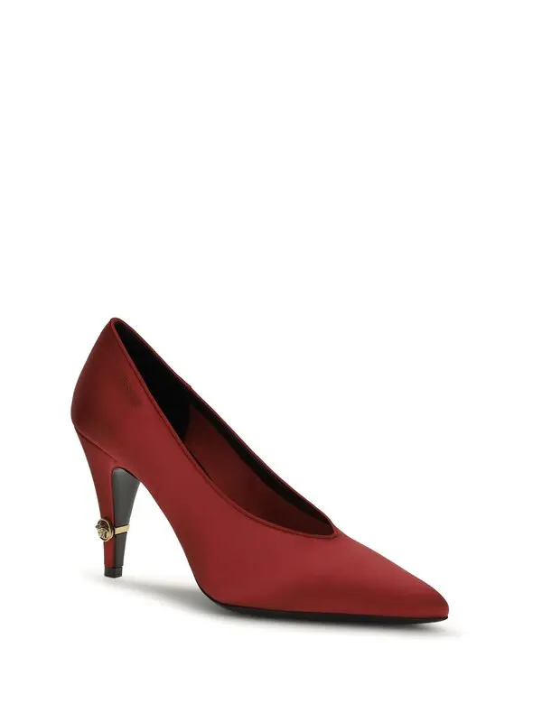 Versace Satin Pumps With Medusa Accent - Red