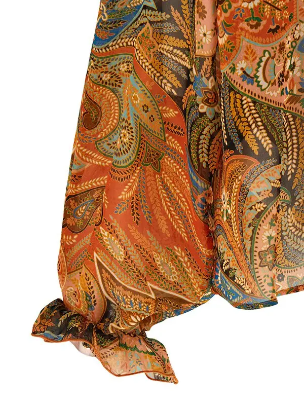 Etro Paisley Print Chiffon Ruffle Collar Shirt - Multicolor