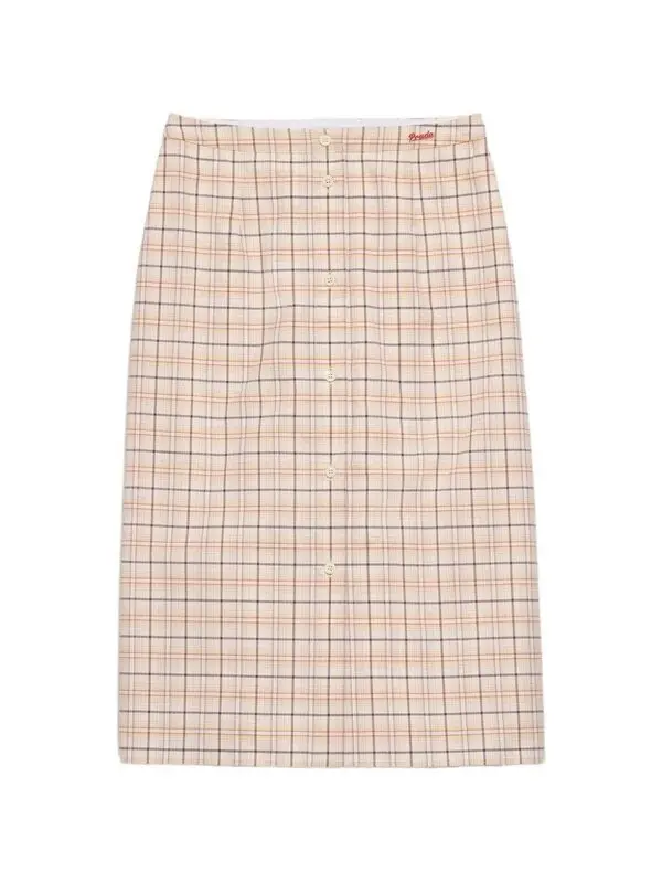 Prada Cotton Check Pencil Skirt