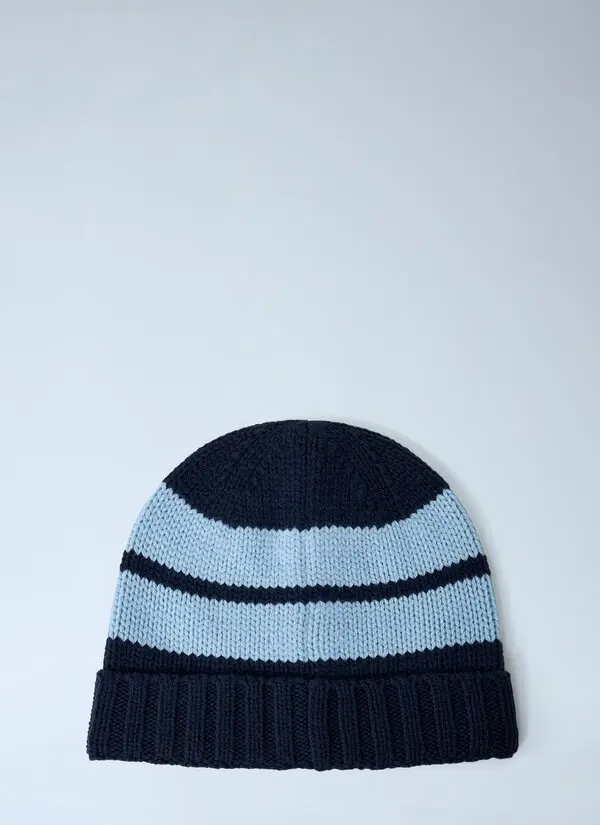 Stone Island Logo Motif Wool Knit Beanie