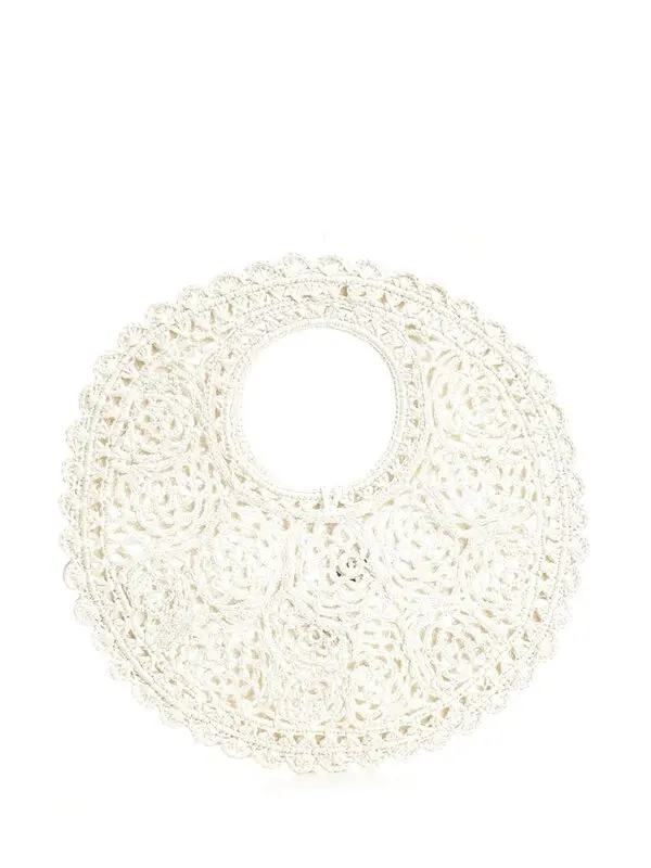 Jacquemus Le Petit Rond Spiaggia Crocheted Raffia Handbag - White
