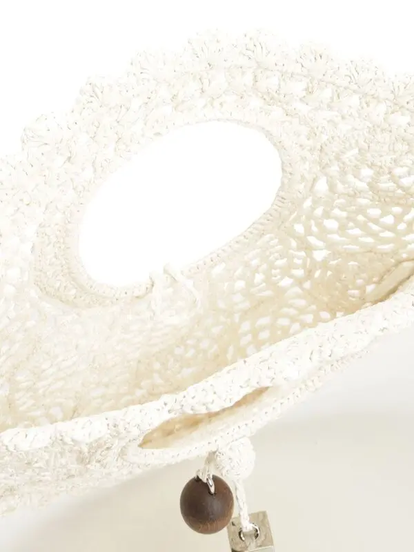 Jacquemus Le Petit Rond Spiaggia Crocheted Raffia Handbag - White