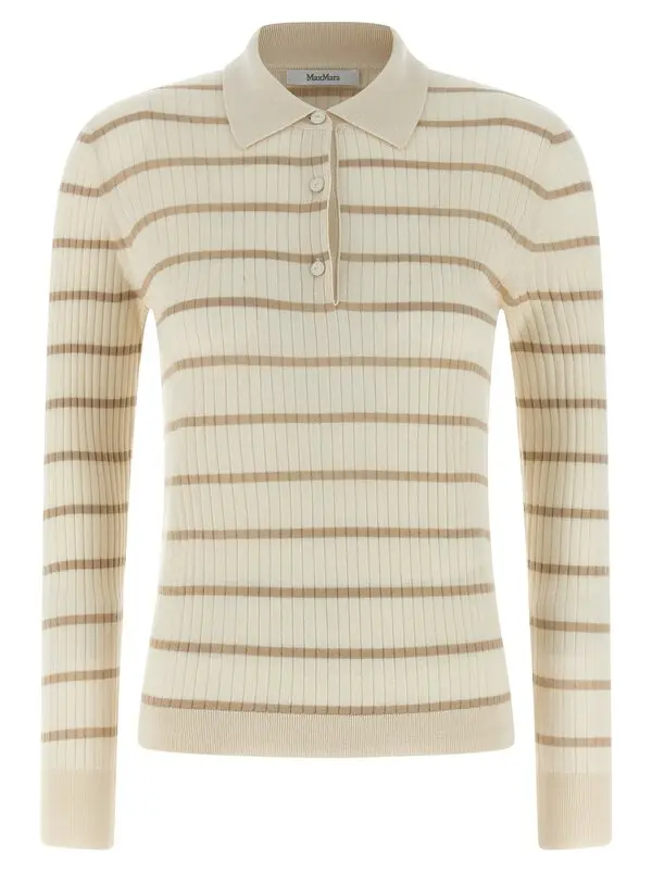 Max Mara Ribbed Cashmere And Silk Blend Polo Shirt - Cream