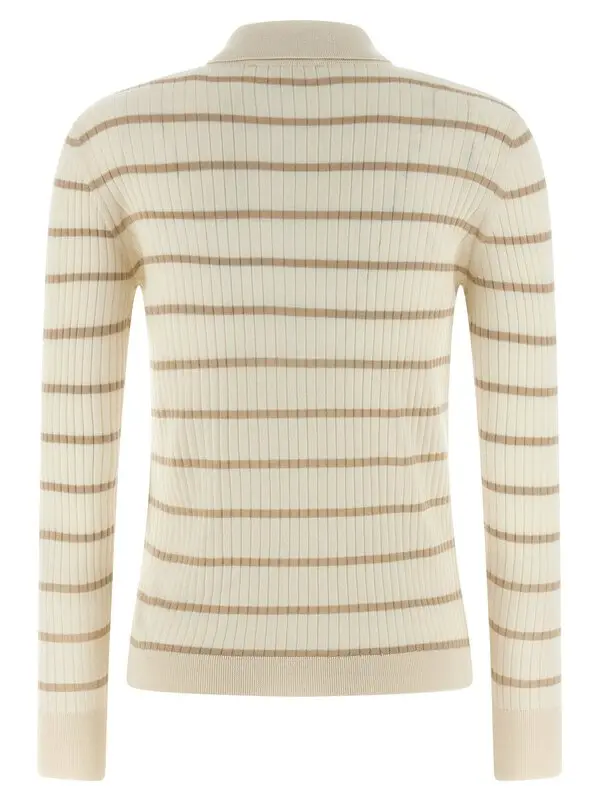 Max Mara Ribbed Cashmere And Silk Blend Polo Shirt - Cream