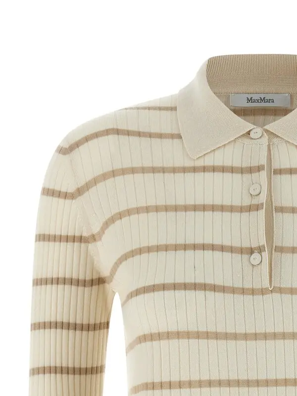 Max Mara Ribbed Cashmere And Silk Blend Polo Shirt - Cream