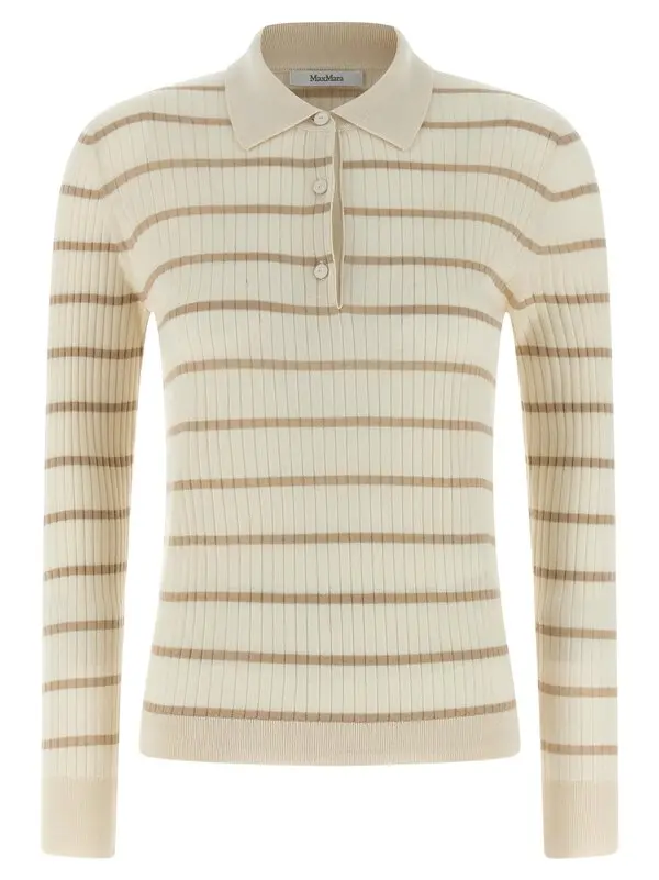 Max Mara Ribbed Cashmere And Silk Blend Polo Shirt - Cream