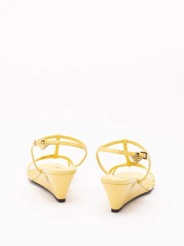 Prada Patent Leather Wedge Sandals - Multicolor
