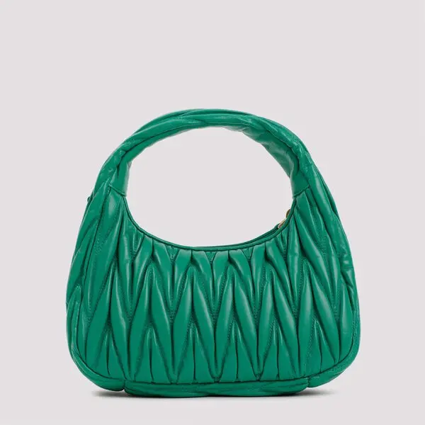 Miu Miu Small Wander Matelassé Hobo Bag - Green