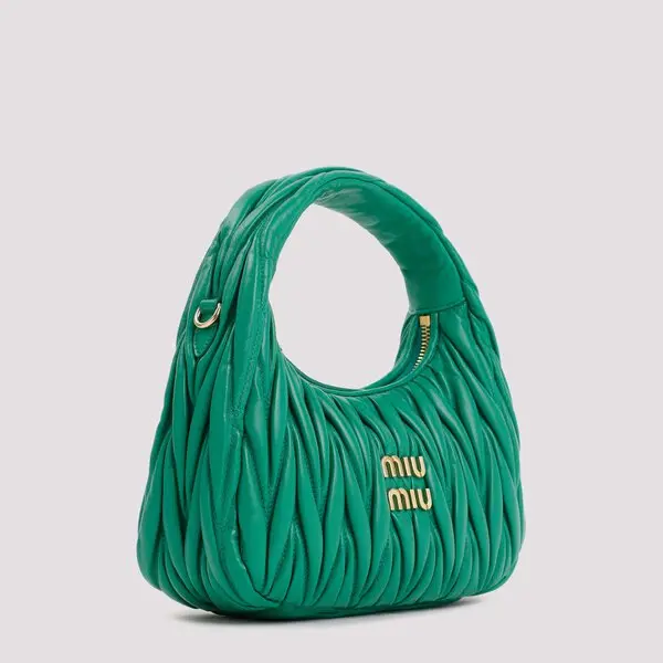 Miu Miu Small Wander Matelassé Hobo Bag - Green