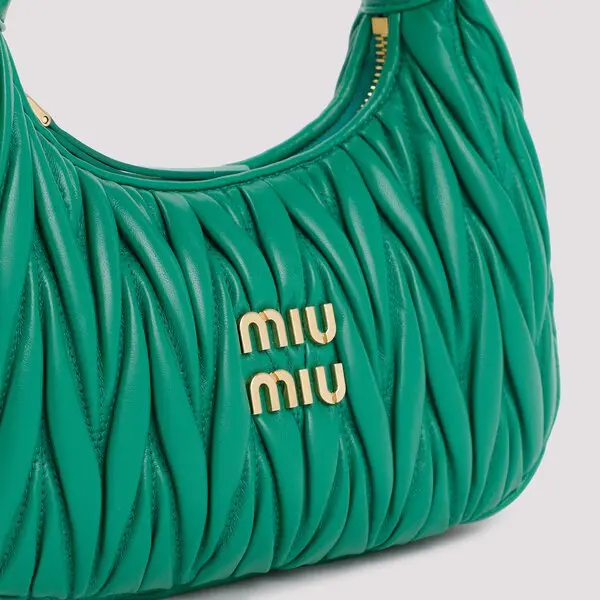 Miu Miu Small Wander Matelassé Hobo Bag - Green
