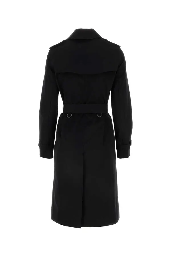Burberry Gabardine Heritage Kensington Trench Coat - Black
