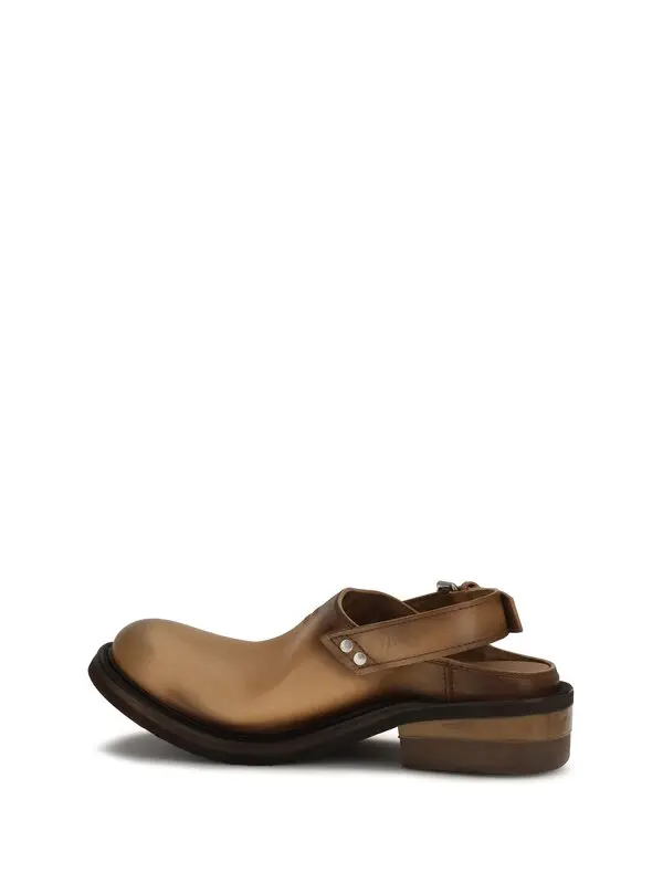 Miu Miu Distressed Calf Leather Mules - Brown