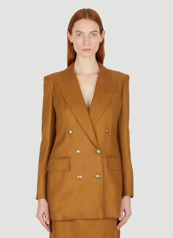 Max Mara Double-breasted Linen Blazer - Brown