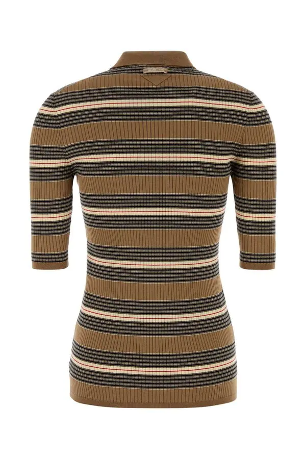 Prada Embroidered Stretch Cotton Blend Polo Shirt