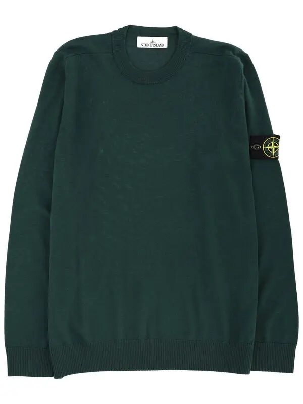 Stone Island Jersey With Logo Patch - Green