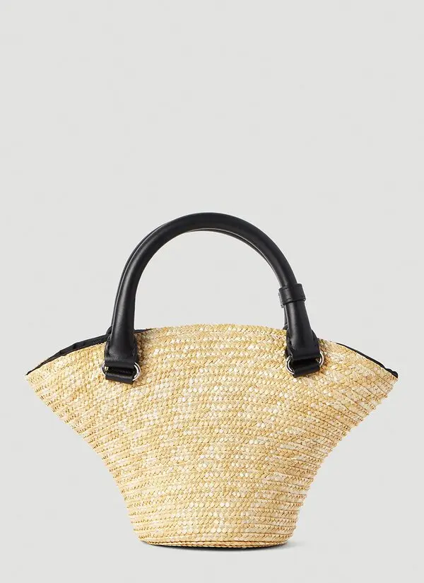 Balenciaga Straw-blend Mini Tote Bag With Twin Top Handles - Cream
