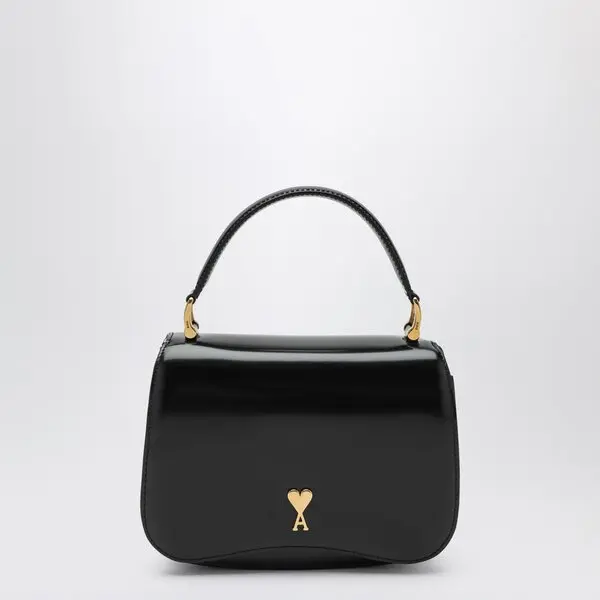 AMI Paris Leather Shoulder Bag - Black