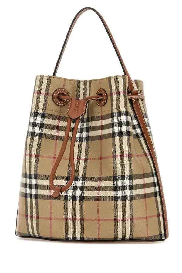 Burberry Printed Canvas Check Bucket Bag