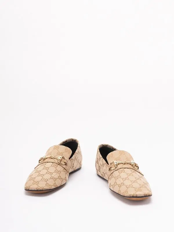 Gucci Gg Monogram Loafers With Gold Tone Horsebit Detail - Multicolor