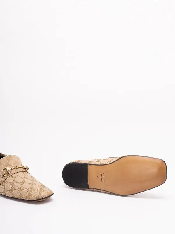 Gucci Gg Monogram Loafers With Gold Tone Horsebit Detail - Multicolor