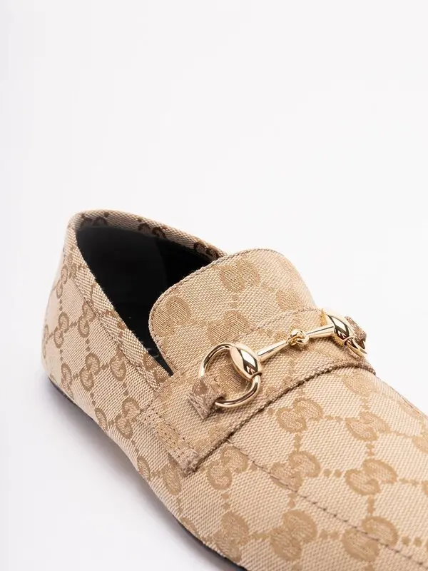 Gucci Gg Monogram Loafers With Gold Tone Horsebit Detail - Multicolor