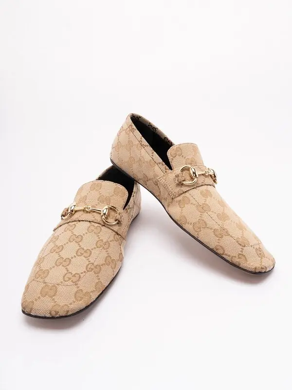 Gucci Gg Monogram Loafers With Gold Tone Horsebit Detail - Multicolor