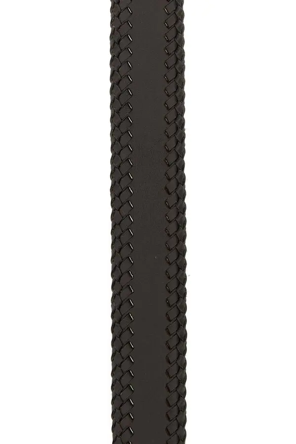 Prada Braided Leather Belt With Silver Metal Finishing