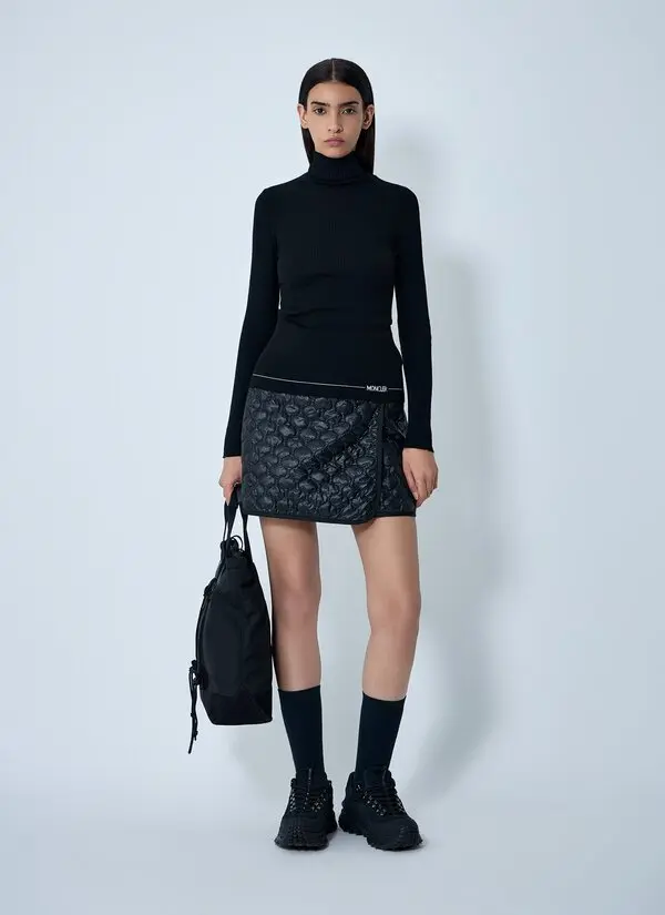 Moncler Ribbed Wool High-neck Sweater - Black