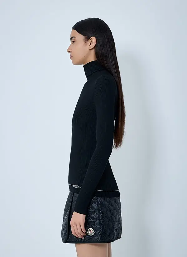 Moncler Ribbed Wool High-neck Sweater - Black