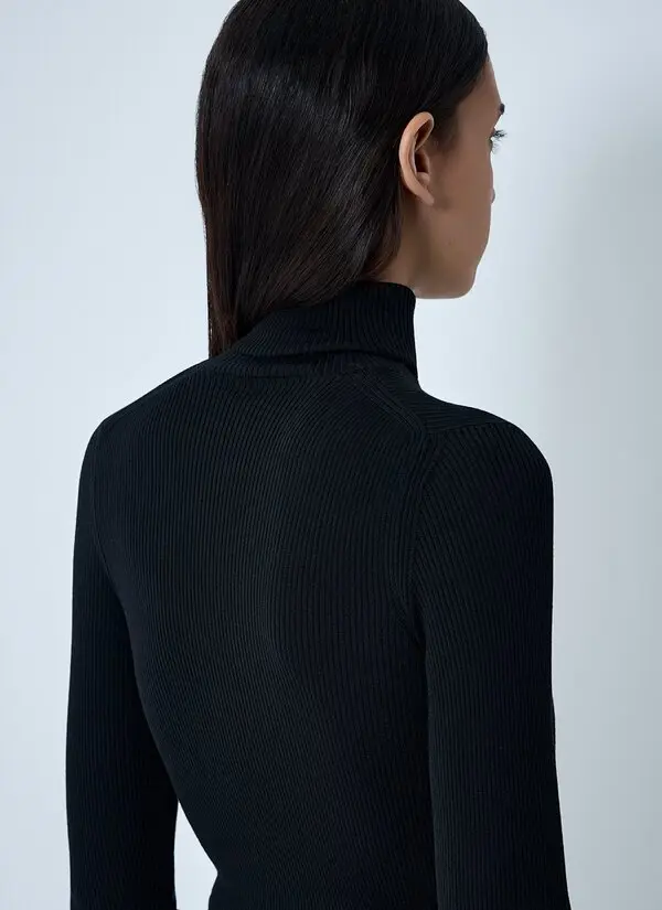 Moncler Ribbed Wool High-neck Sweater - Black