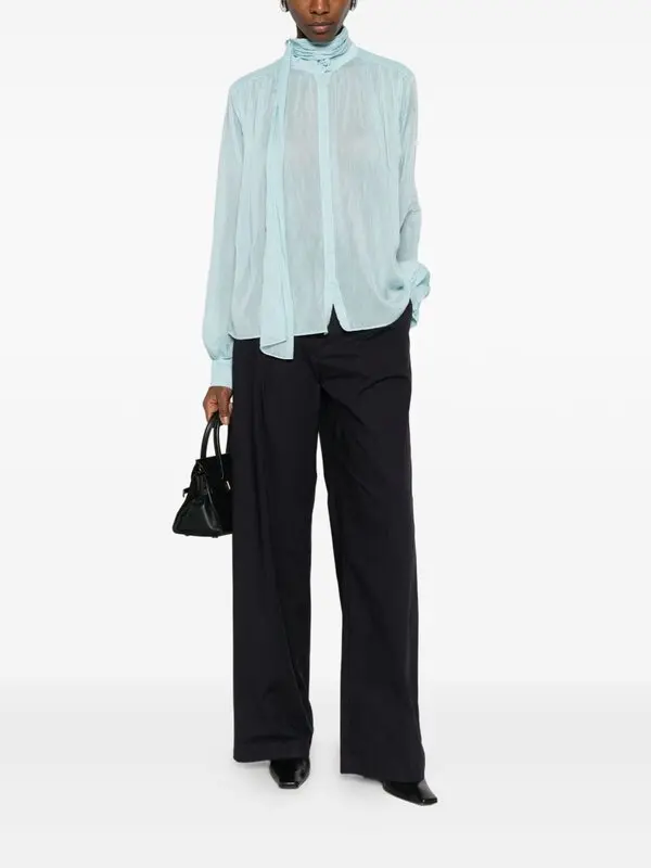 FORTE_FORTE Belted High-waist Pleated Trousers - Blue
