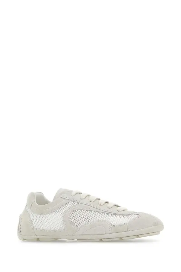 Prada Montecarlo Suede And Mesh Sneakers - White