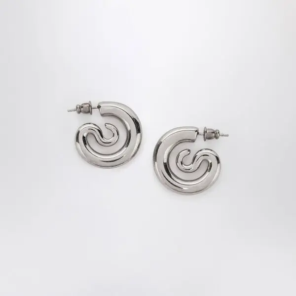 PANCONESI Serpent Hoops Extra Small Earrings In Rhodium Plated Copper - Silver
