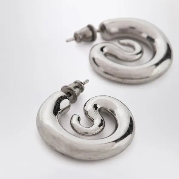 PANCONESI Serpent Hoops Extra Small Earrings In Rhodium Plated Copper - Silver