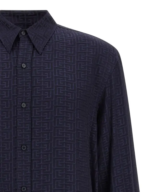 Balmain Jacquard Monogram Shirt - Blue