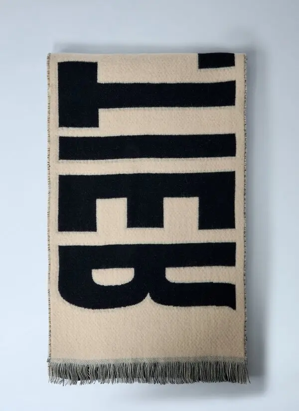 JEAN PAUL GAULTIER Logo Motif Wool Scarf - Black