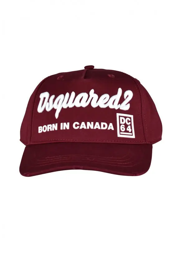 Dsquared2 Burgundy Cotton Baseball Cap With Embroidered Logo - Red