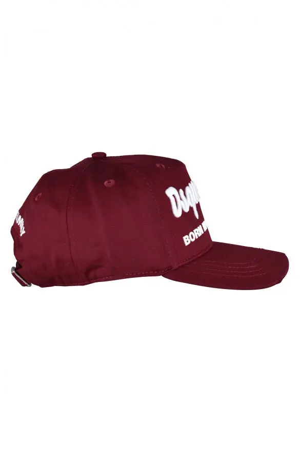 Dsquared2 Burgundy Cotton Baseball Cap With Embroidered Logo