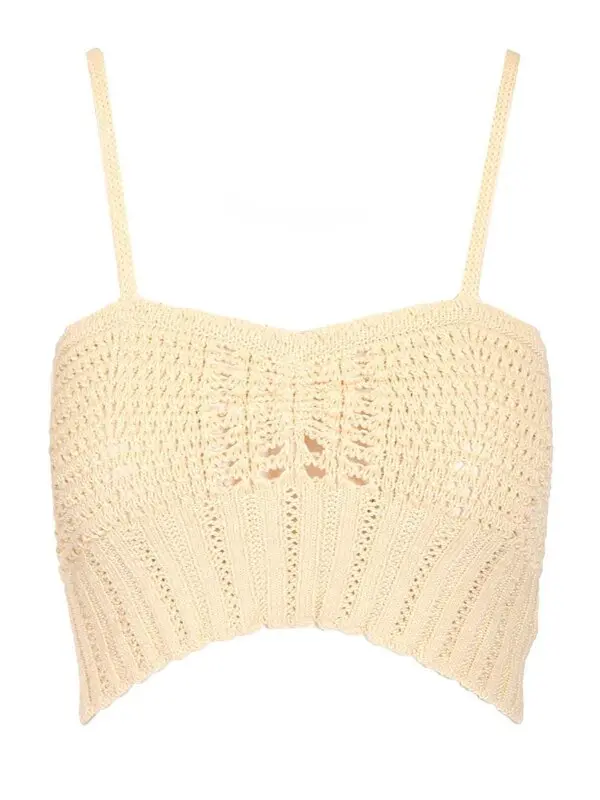 FORTE_FORTE Cropped Crochet Tank Top With Mother-of-pearl Buttons