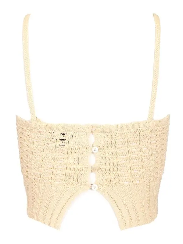 FORTE_FORTE Cropped Crochet Tank Top With Mother-of-pearl Buttons